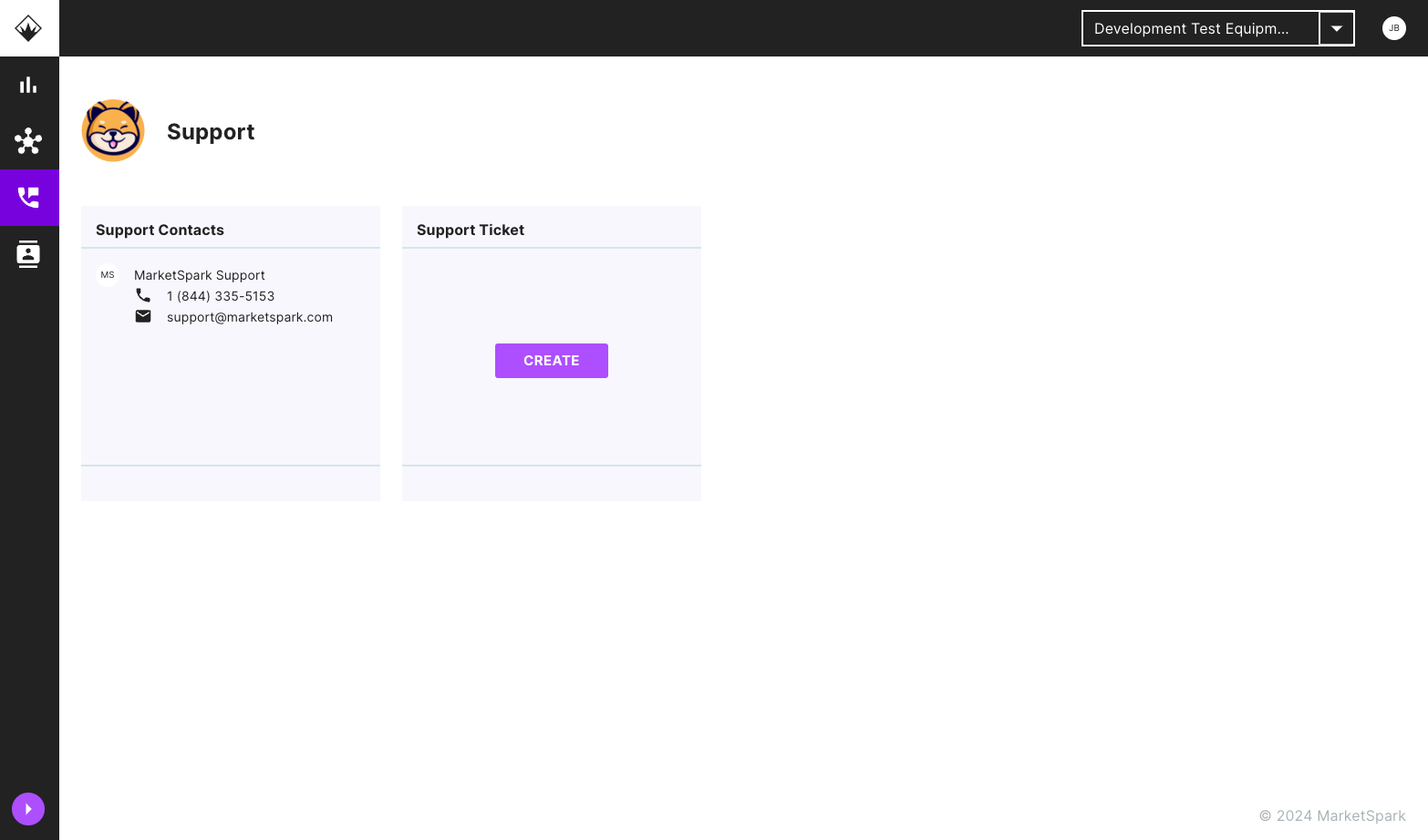 Support Page – MarketSpark